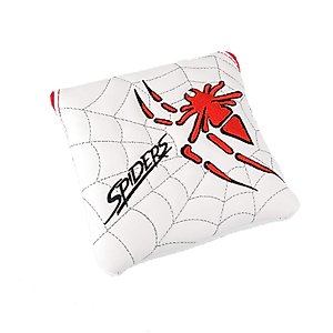 GOOACTION 1PC Spider Golf Club Mallet Putter Cover Magnetic Closure with Creative Embroidery Pattern Synthetic Leather White Golf Head Covers