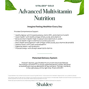 Shaklee - Vitalizer™ Gold: Advanced Nutrition for Adults Over 50 - Vitamins, Minerals, Phytonutrients, Omega-3s, Probiotics & More - Feel Healthier Every Day - 30 Vita-Strips®