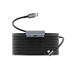 Amavasion Link Cable 16FT Compatible with Oculus/Meta Quest 2/3/Pico 4 Accessories,with Separate Charging Port for Power Supply,High Speed USB 3.0 Type A to C Data Transfer for VR/Gaming PC-Black