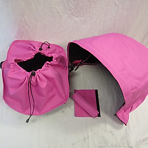 Pink Sun Shade Canopy and Large Under Seat Storage Basket Plus Free Handle Bar Covers for Bugaboo Cameleon 1, 2, 3, & Frog Baby Child Strollers