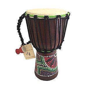Djembe Drum Bongo Congo African Wood Drum - MED SIZE- 12" High, JIVE BRAND, Professional Quality With Heavy Base/Includes Drum Key Chain