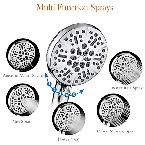 Shower Head with Handheld High Pressure-Full Body Coverage Powerful Rain Showerhead with Extra 60" Long Hose and Adjustable Brass Joint Holder- The Perfect Detachable Shower Heads for Bathroom Upgrade