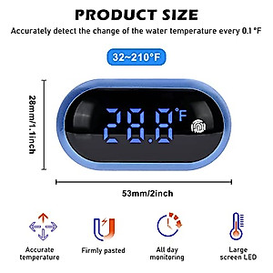 Aquarium Thermometer Digital - Fish Tank Thermometer, LED Fish Tank Thermometer with Touch Screen, Digital Fish Tank Thermometer with High Precision Sensor for Glass Containers, Turtle Tank, Aquariums