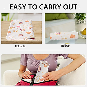 Vegan Leather Baby Changing Mat - Wipeable Portable Changing Pad, Foldable Travel Changing Mat for Baby, Newborns (Rainbow,20"*28")