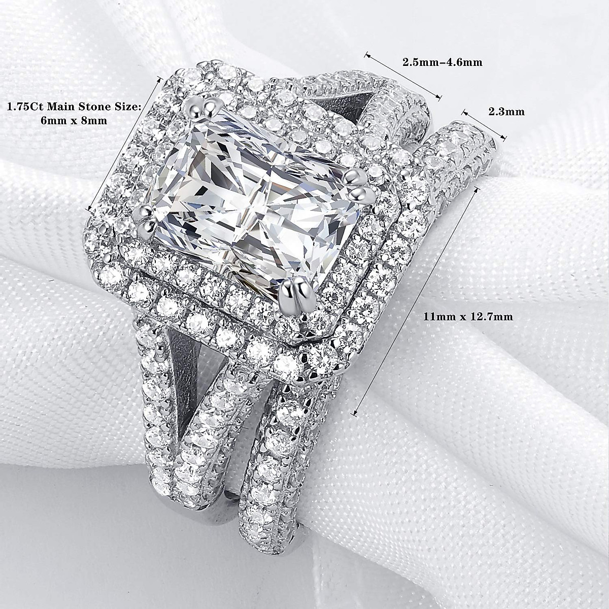 Mutian 1.75Ct Wedding Ring Engagement Ring Set, 14K Gold Plated 925 Sterling Silver Cubic Zirconia Infinite Anniversary Ring, Promise Rings for Her, Size 6-9