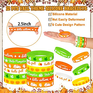 Erweicet Fall Party Favors 72 PCS Autumn Slap Bracelet DIY Stickers Plastic Straws Silicone Bracelets Tattoo Stickers Gift Bags for Kids Fall Harvest Party Classroom Rewards Goodie Bag Filler
