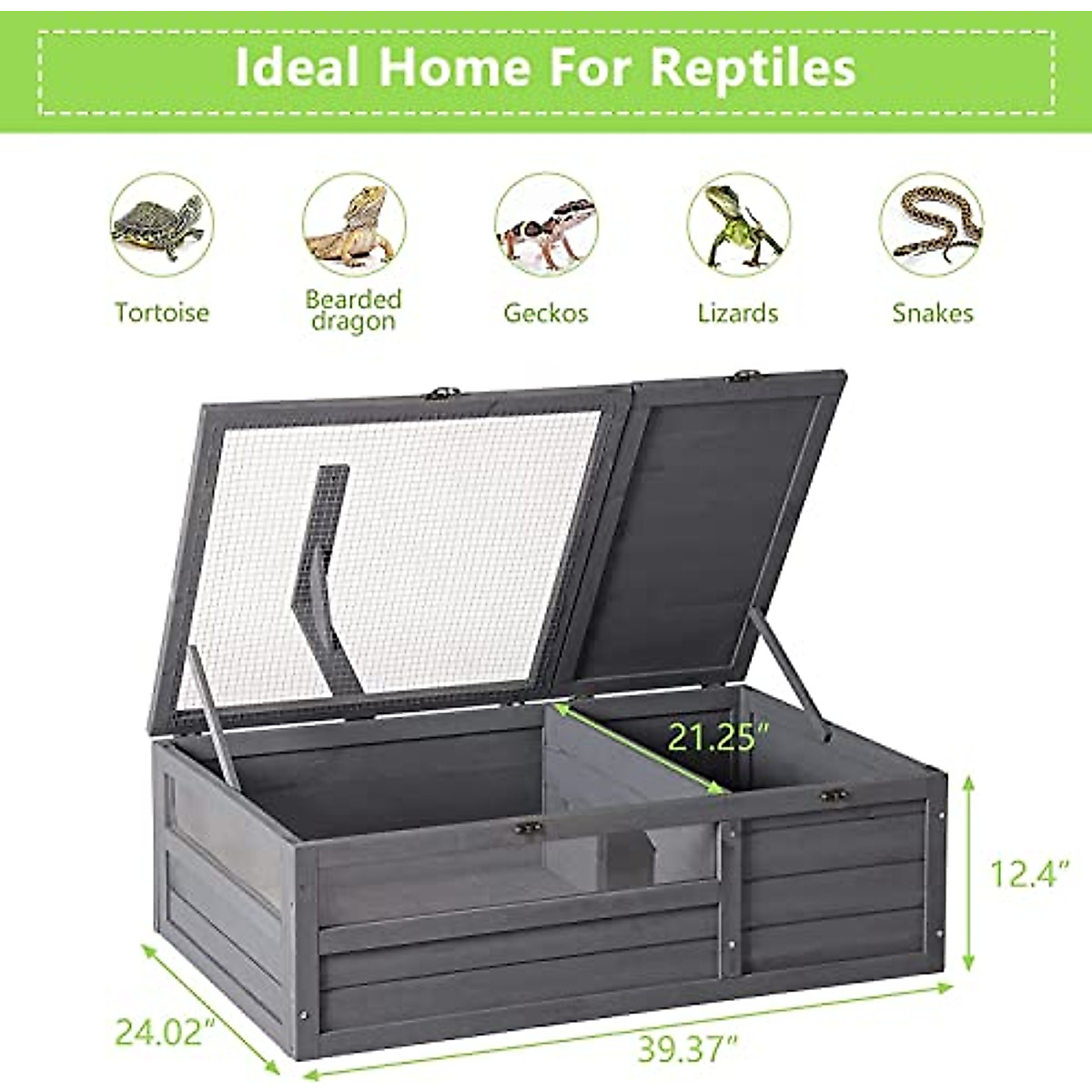Grepatio Tortoise Enclosure, Tortoise House with Light Support Frame,Large Tortoise Habitat for Small Animals-Upgraded Weatherproof Bottom (Gray)