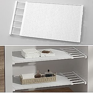 HabiWell Scalable Closet Storage Shelf Wall Mounted Kitchen Rack Space Saving Wardrobe Decorative White Adjustable Organizer Shelves Cabinet Holders (Length: 28.74-47.24 inch Width: 16.53 inch)