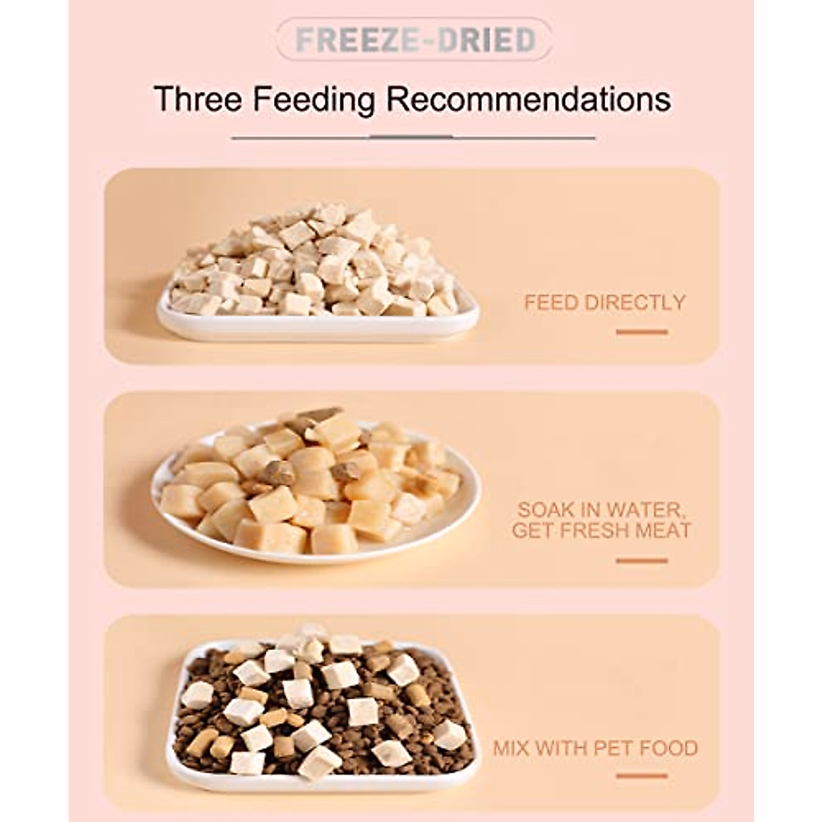 BNYEE Freeze Dried Cat & Dog Treats – 250g Freeze Dried Chicken+Duck+Fish 3 in 1 Meat Snacks - High Protein, Bite-Sized, Training Treats Snacks