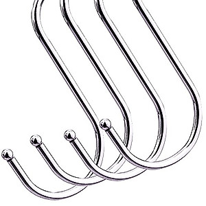 WKTRSM 20 Pack 3 Inches S Shaped Hooks Heavy-Duty Stainless Steel Metal Hangers Hanging Hooks Pan Pot Holder Rack Hooks for Kitchenware Pots Utensils Clothes Bags Towels Plants