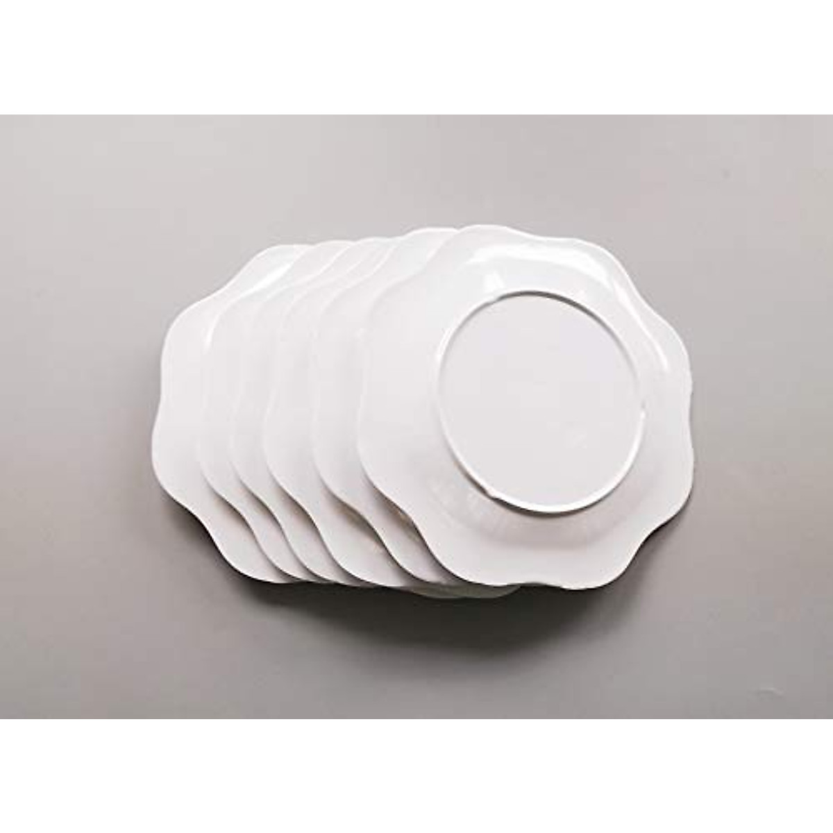 LOK-OSEMILE Melamine Dinner Plates Set for 6, 11 inch Dinner Dishes Set for Indoor and Outdoor Use, White