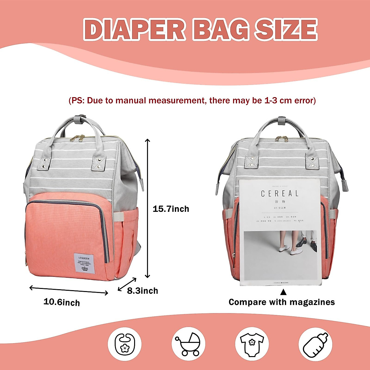 Armbq Diaper Bag Backpack Waterproof Multi-Function Diaper Bag for Baby Care Travel Essentials Baby Bag for Mom Large Capacity Purple