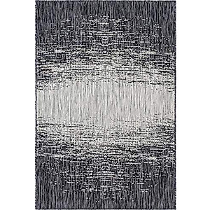 Unique Loom Outdoor Modern Collection Area Rug - Ombre (4' 1" x 6' 1" Rectangle, Charcoal Gray/ Ivory)