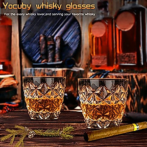 Yocuby Crystal Whisky Glass Set of 4 for Men, 10 OZ Classic Rocks Glasses In Gift Box for Fatherday, Anniversary, Old Fashioned Glasses for Father Husband, Rum Glass Tumblers for Cocktails Scotch