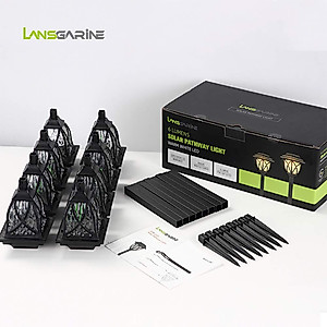 LANSGARINE Solar Pathway Lights Outdoor Waterproof,Solar Powered Garden Stick Lights, LED Solar Yard Lighting for Landscape,Lawn, Patio, Walkway, Driveway