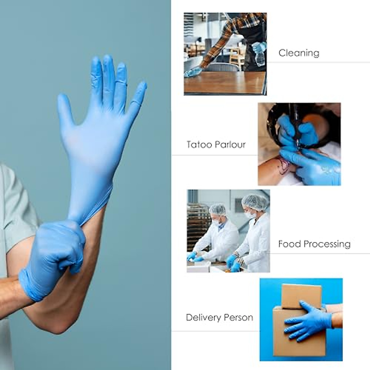 VOS Disposable Gloves| Heavy Duty | Powder Free | Latex Free Rubber | 100 Count Box |food Safe