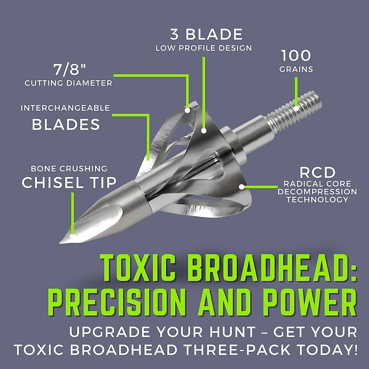 Flying Arrow Archery Toxic Broadhead 3-Pack