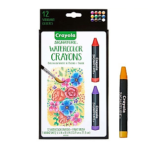 Crayola Signature Premium Watercolor Crayon Sticks & Paintbrush, 12 Count, Gift