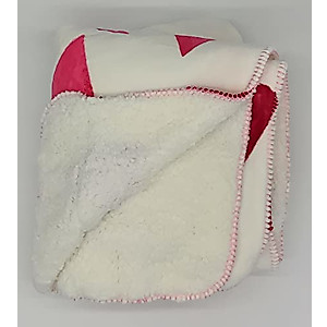 Victoria's Secret Soft Sherpa Throw Blanket, White Pink Hearts 50'' x 60''