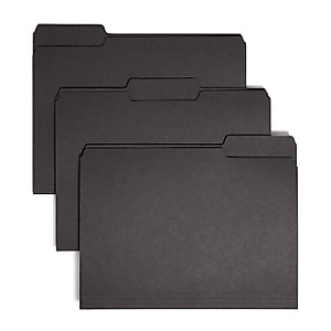 Smead Interior File Folder, 1/3-Cut Tab, Letter Size, Black, 100 per Box (10243)