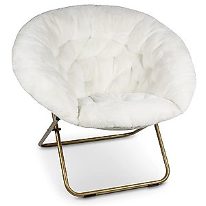 Milliard Cozy Chair/Faux Fur Saucer Chair for Bedroom/X-Large (White)