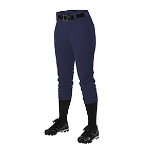 Alleson ATHLETIC Girls' Large (26-28" W) Athletic Fast Pitch Softball Belt Loop Pants, Navy