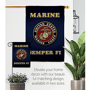 US MILITARY United State Marine Corps USMC Semper Double-Sided Lawn Decoration Gift House Garden Yard Banner Fi Flag American Military Veteran, 12" x 18.5 Made in USA
