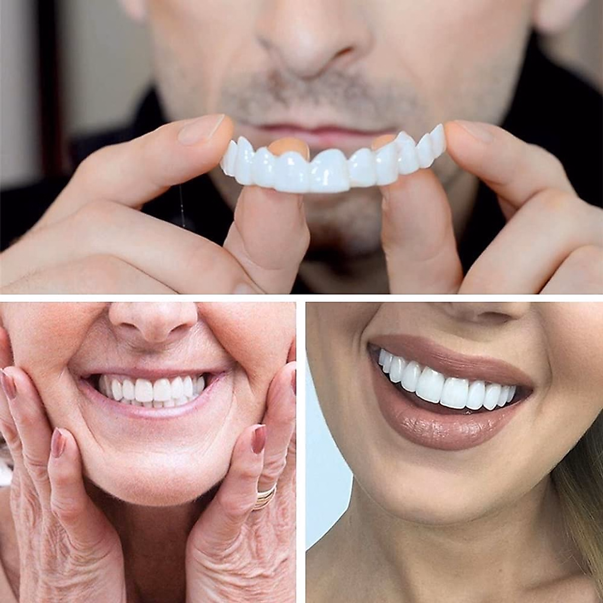 Top and Bottom Fake Teeth Cover the Broken and Missing Tooth Snap on Instant & Confidence Smile