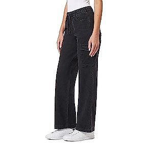 WallFlower Women's Tomboy Relaxed Cargo Denim Mid-Rise Insta Stretch Juniors Jeans, LT Carbon