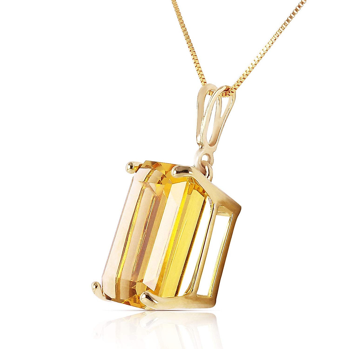 Galaxy Gold GG 14k Yellow Gold 18" Necklace with 6.5 Carats Natural Octagon-cut Citrine