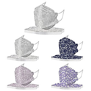 HEALT 50 Pack Adults KF_94 Protective Face_Masks with 4D Designs, Breathable 4 Ply Disposable FaceMask with Nose Wire for Women Men (Mix Color #24)