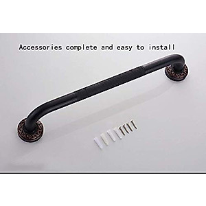 CRODY Bath Wall Attachment Handrails Grab Bar Rails Towel Rack Grab Bar European Copper Retro Antique Wall Hanging Toilet Disabled Elderly Bathroom Safety Handrail Senior Assist Bath Handle/Black/49.1