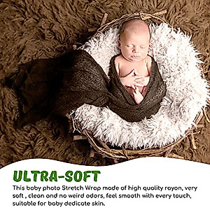 Sunmig Newborn Photography Props, 3 Pcs Baby Stretch Wraps, Professional Baby Photo Props Long Ripple Wrap, for 0-6 Months Baby (Dark Grey+Coffee+Brown)