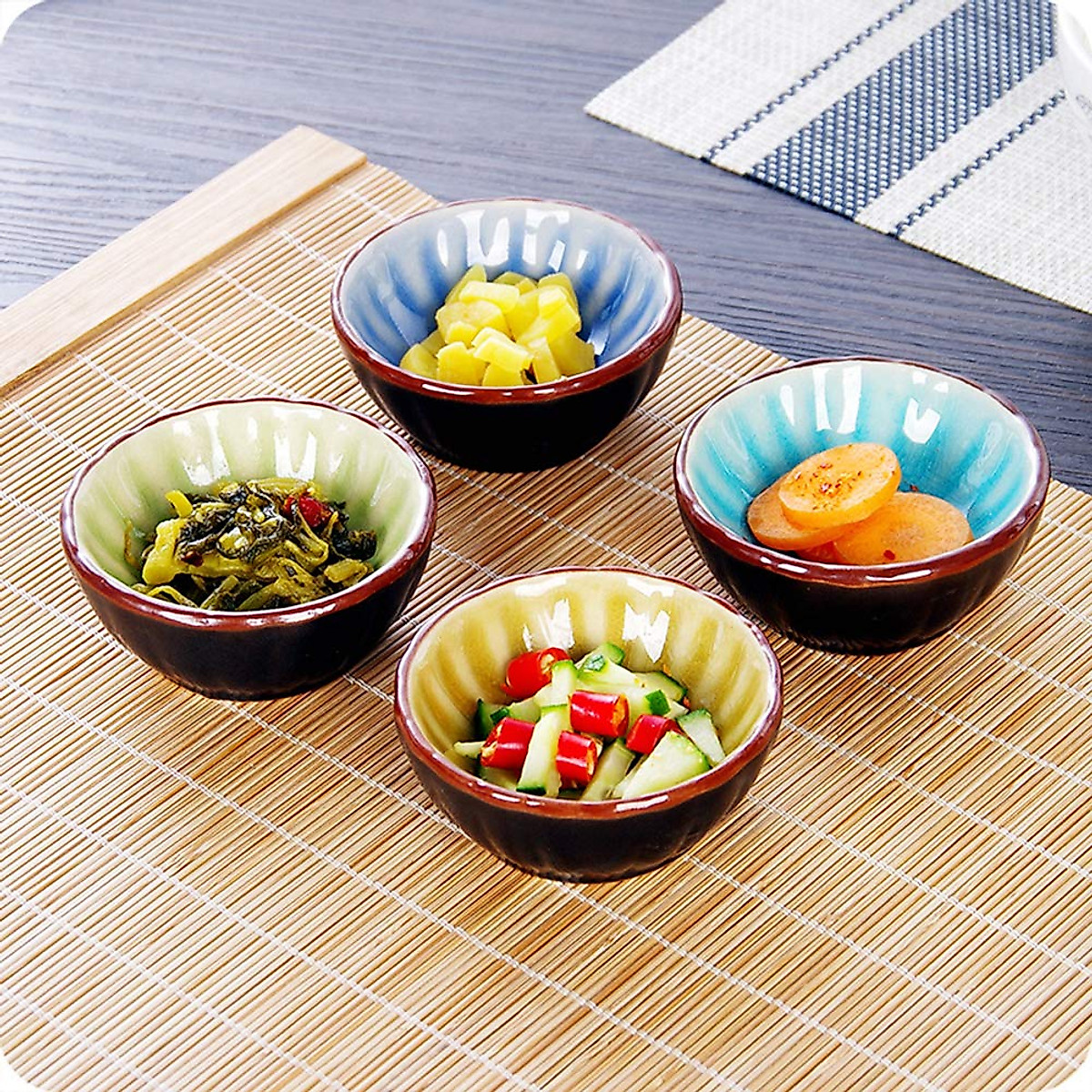 DOITOOL 3PCS para mini postres vinegar bowl serving bowl chip dip bowl appetizer tray mustard bowl seasoning dish dessert plate pickles headset essential oil dipping sauce bowl