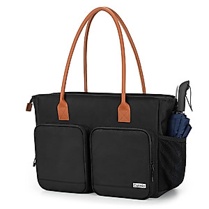 CURMIO Teacher Tote Bag for Women, Large Work Tote for Teachers, Laptop Messenger Bag for School, Black (Bag Only)