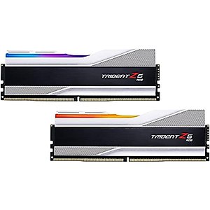 G.SKILL Trident Z5 RGB Series (Intel XMP 3.0) DDR5 RAM 32GB (2x16GB) 6000MT/s CL32-38-38-96 1.35V Desktop Computer Memory UDIMM - Metallic Silver (F5-6000J3238F16GA2-TZ5RS)