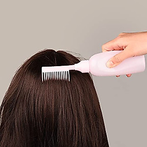 Hair Dye Brush Bottle Applicator Bottle for Hair Oil Hair Colouring Hair Dyeing Bottle Brush with Graduated Bottle Comb Root Comb Salon Hair Coloring Tool (2 Pack Pink)