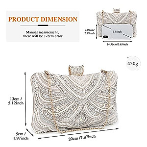 UBORSE Women Evening Clutch Bags Vintage Wedding Purse Beaded Bags Cocktail Party Bridal Prom Handbag for Women（Apricot）