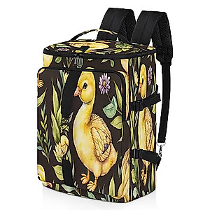 Yellow Duckling Flowers Vintage Style Gym Duffle Bag for Traveling Sports Tote Gym Bag with Shoes Compartment Water-resistant Workout Bag Weekender Bag Backpack for Men Women