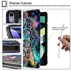 VORI iPad Air 5th/4th Generation 10.9 Inch 2022/2020 Case with 360 Rotating, Multi-Angle Viewing Folio Stand Cover with Pocket, Auto Sleep/Wake for iPad Air 4 & 5 case, Mandala Galaxy