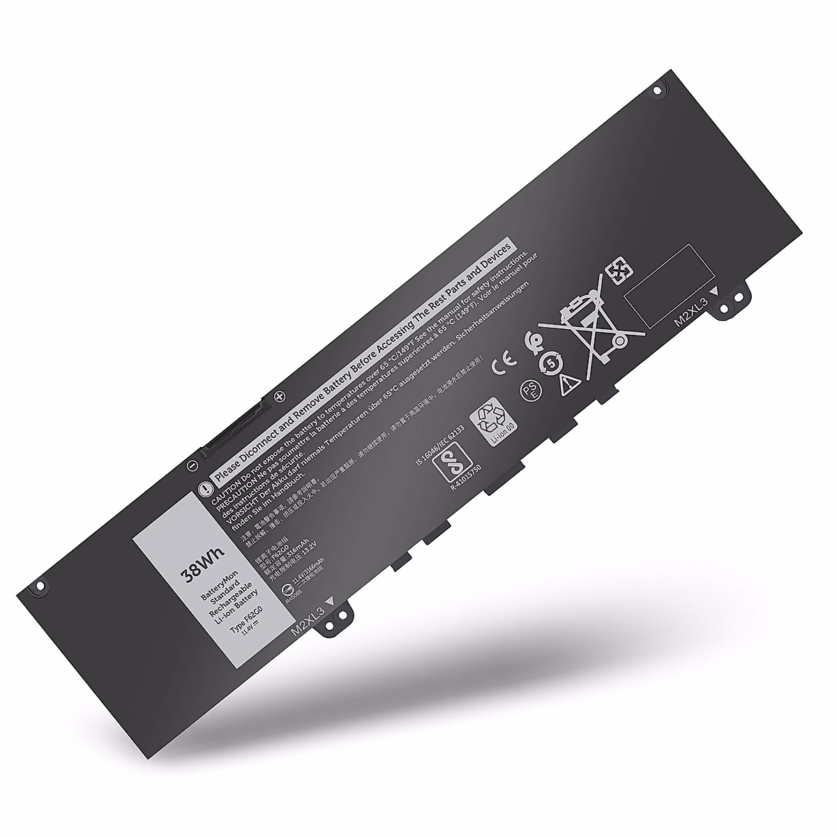 F62G0 Battery for Dell INSPIR0N 7370 7373 5370 7380 7386 P91G Vostro 13 5370 13-5370-D1505G Laptop P83G P83G001 P83G002 RPJC3 0RPJC3 39DY5 F62GO