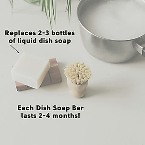 Zero Waste MVMT Dish Washing Bundle Kit | Eco-Friendly Solid Dish Soap, Cedar Soap Tray, Bamboo Pot Brush | Organic, Vegan, Non-Toxic Dish Soap | 3pc. Set