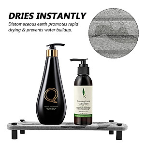 Bathroom Counter Tray, Sink Caddy Stone, 2 Pcs Stone Tray Instant Dry Sink Tray, Bathroom Sink Caddy Strong Water Absorption Sink Caddy, Kitchen Sink Accessories for Bathroom Kitchen(Gray+White)