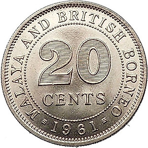 Authentic Ancient Greek Roman Coins & More 1961 Malaya & British Borneo Under UK Queen Elizabeth II 20 Cents Coin i55239