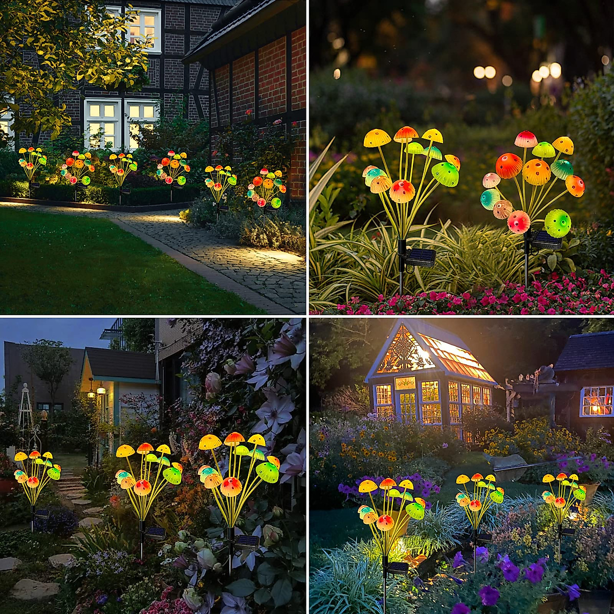 Solar Garden Lights, 2 Pack Solar Mushroom Lights Outdoor, Upgraded 24LED Mushroom Flower Light Yard Decor Outside Waterproof, Garden Decor for Lawn Front Porch Patio Backyard