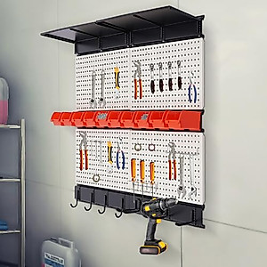 Erhdexzhg Tool Storage Kit, Garage Storage Wall Organizer, Tool Storage Rack,Wall Mount Garden Tool Organizer,Tool Holder for Hanging Rake Broom Mop Snowboard,Yard Shed Organizer Rack
