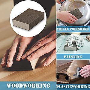 16Pcs 120 Grit Sanding Blocks, Jamiikury Fine Sanding Sponge Washable and Reusable, Wet Dry Sandpaper Sponge for Wood Metal FurniturePaint and Drywall