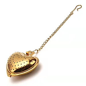 Stainless Steel Creative Tea Infuser Metal Heart Shape Reusable Tea Coffee Filter Strainer Teapot Accessory Kitchen Gadget Too (gold)