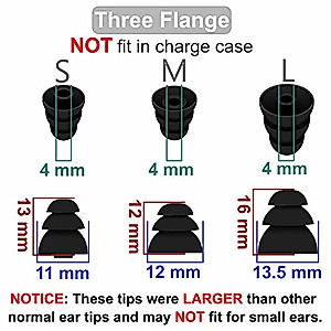 9 Pairs Compatible with Beats Studio Buds + / Fit Pro/WF-1000XM5 / WF-1000XM4 Triple Flange Ear Tips, Noise Reduce Silicone with 4mm Connector Hole Fit for Most 4mm - 5mm in-Ear Earphones - Black