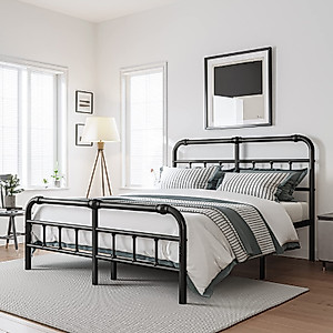 BOSRII California King Bed Frame with Headboard and Footboard, 18 Inches High, 3500 Pounds Heavy Duty Metal Slats Support for Mattress, No Box Spring Needed,Noise-Free, Black